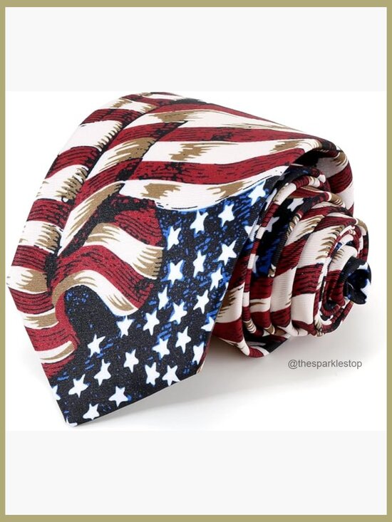 Accessories | American Flag Necktie 327 Wide Microfiber Jacquard Kipper ...
